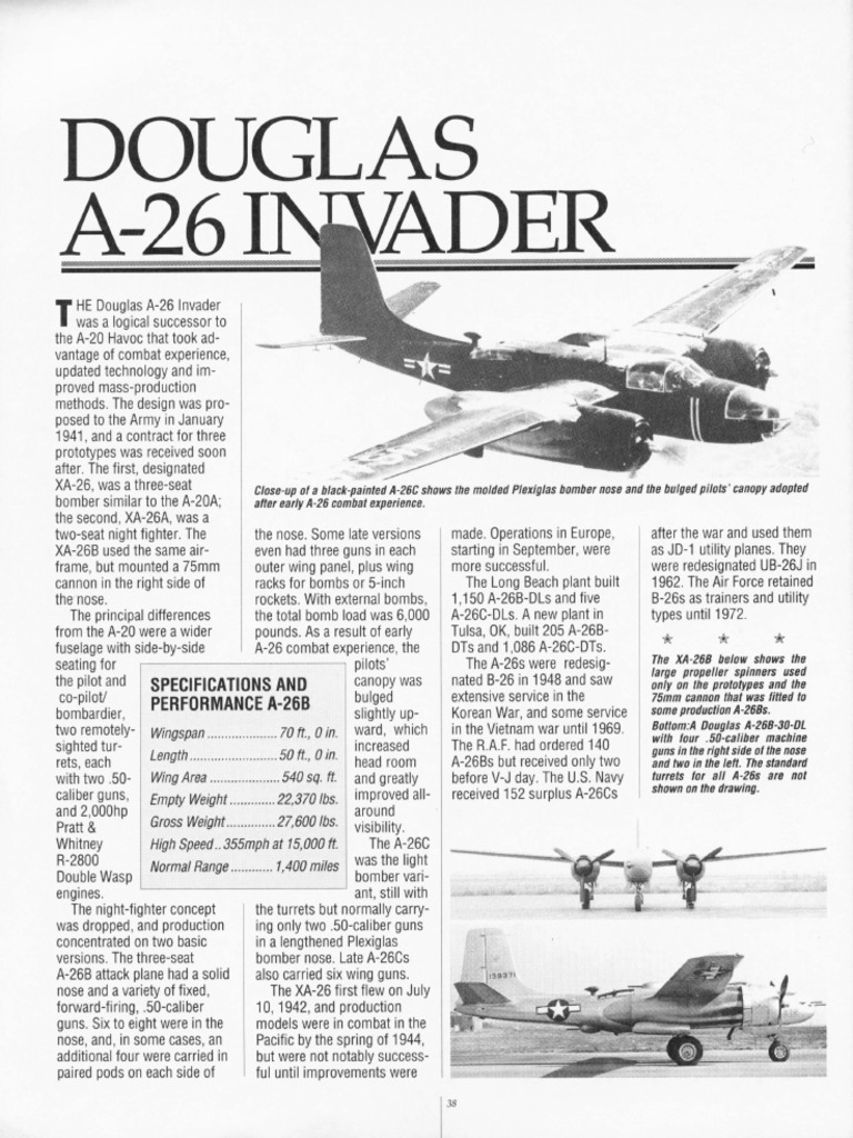 Scale Aircraft Drawings Vol. 2 08 - Douglas A-26 Invader | PDF