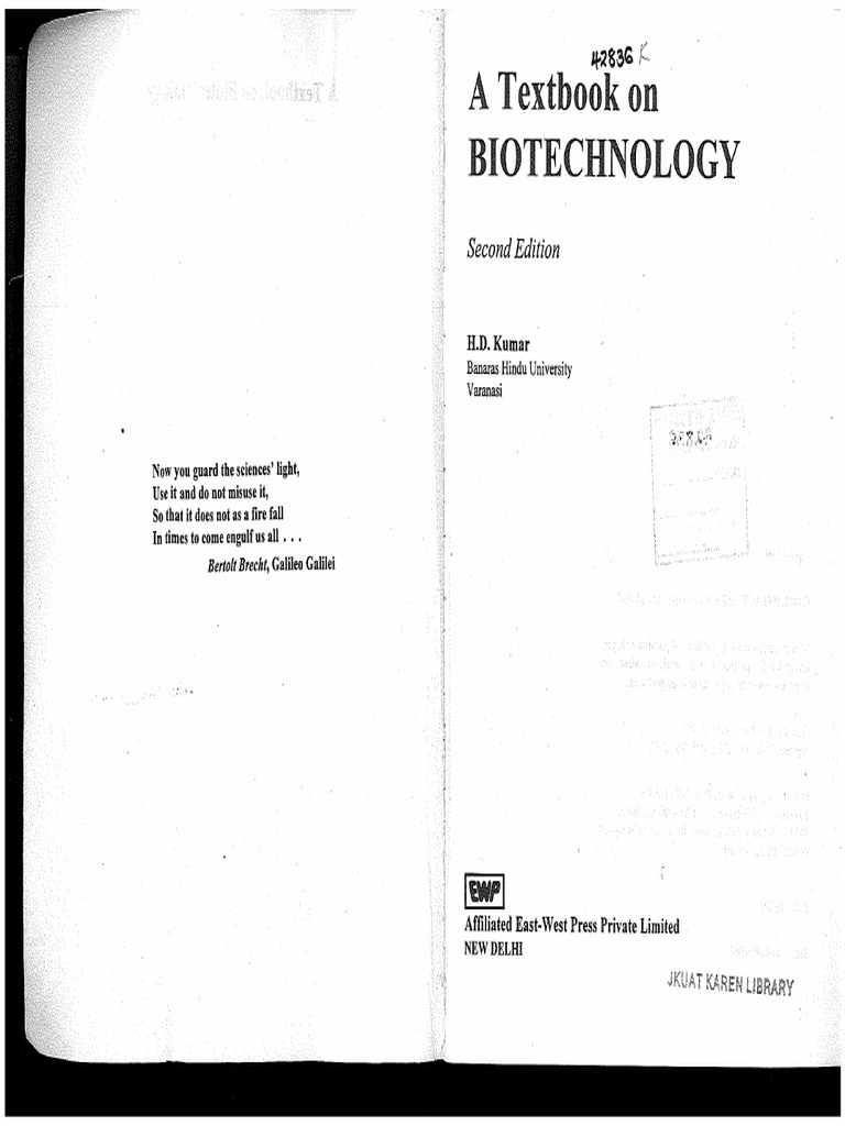 Kumar - Introduction To Biotechnology | PDF