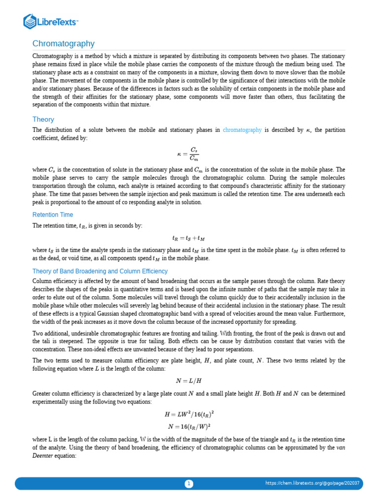 Chromatography | PDF | Chromatography | Diffusion