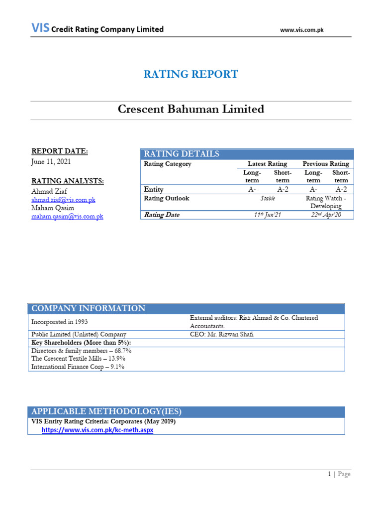 Crescent Bahuman Jeans Pricing Report | PDF | Leverage (Finance) | Debt
