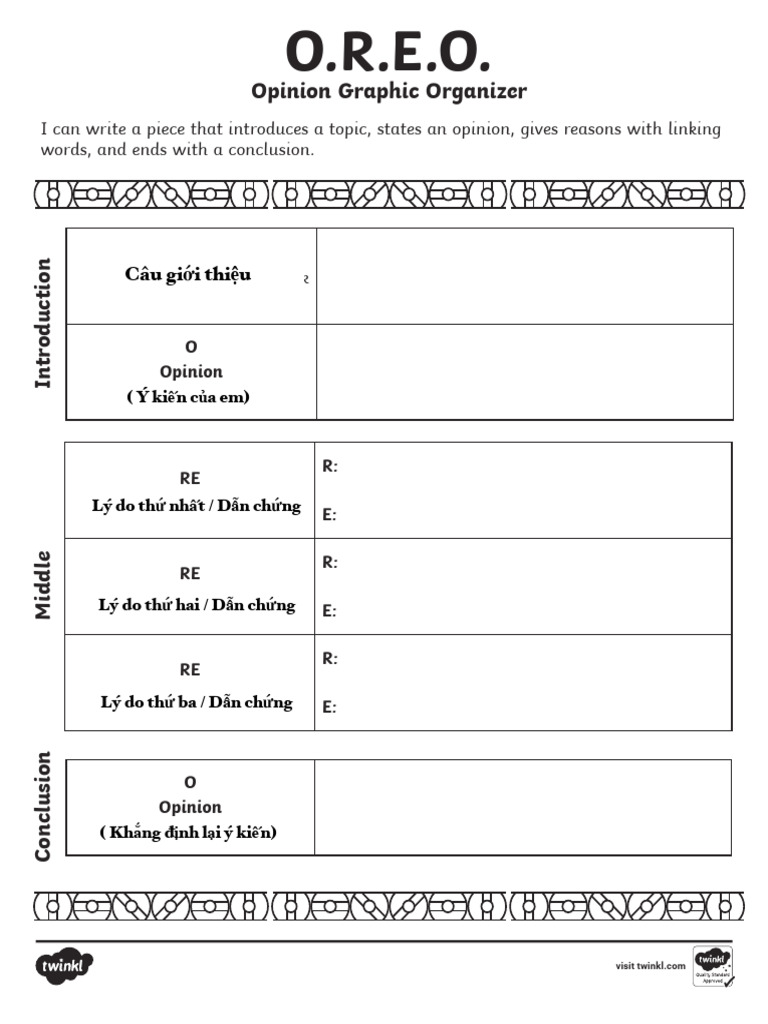 Oreo Opinion Graphic Organizer Template Us e 1687225518 - Ver - 1 | PDF