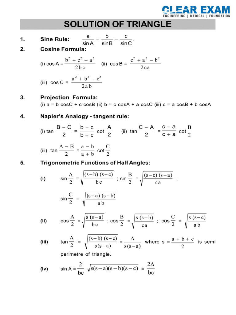 Solution of Triangle | PDF