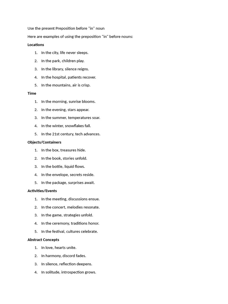 In Pre Subject More Example Sentence | PDF | Adjective | Pronoun
