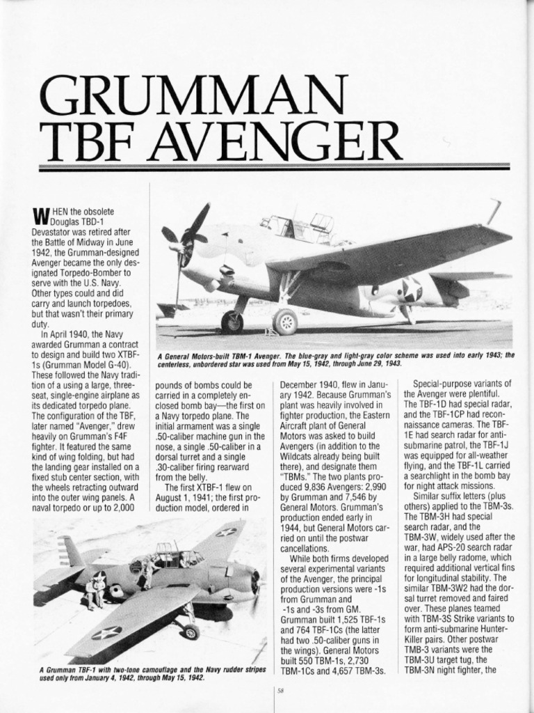 Scale Aircraft Drawings Vol. 2 17 - Grumman TBF Avenger | PDF