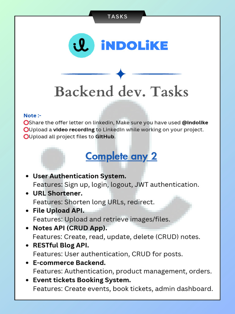 Backend Development Tasks | PDF