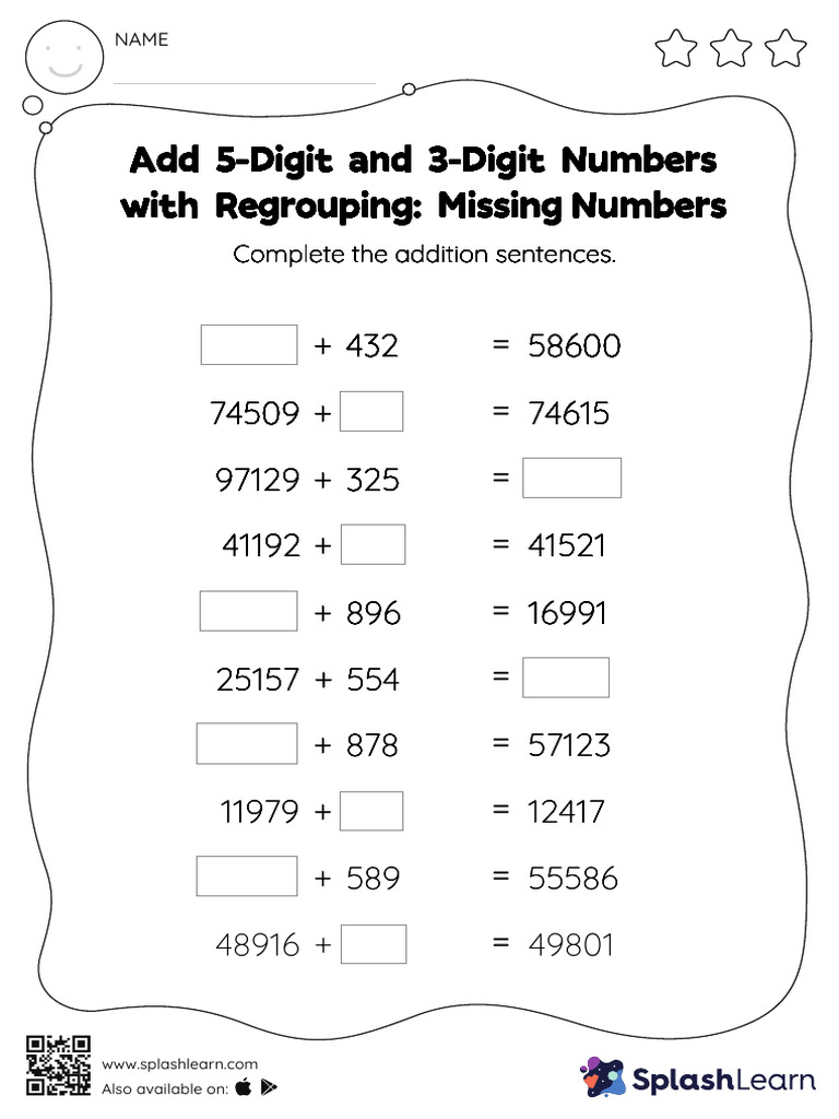 5-Digit & 3-Digit Addition Practice | PDF