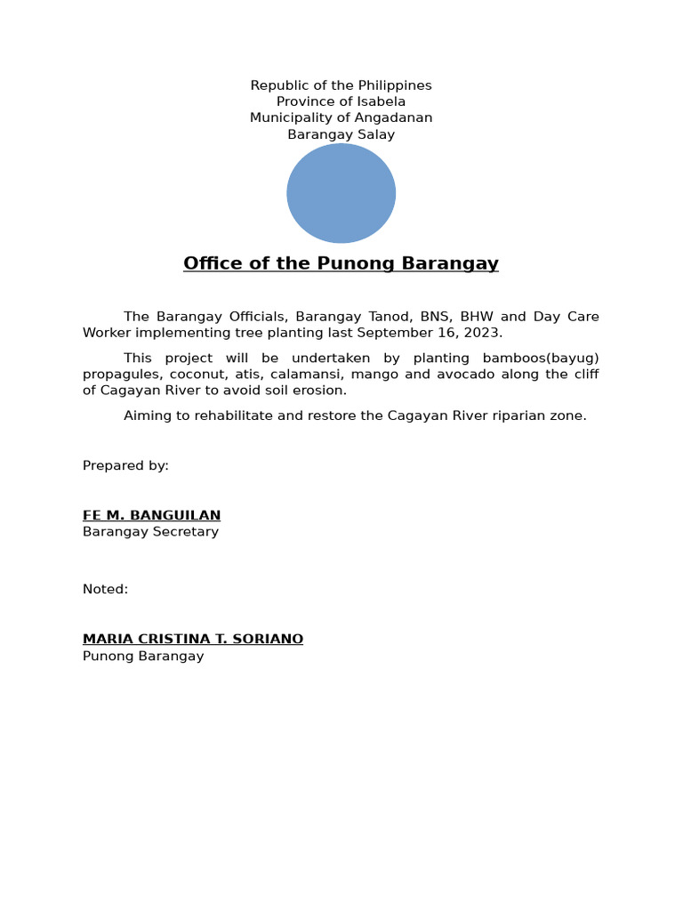 Salay Tree Planting Narrative | PDF