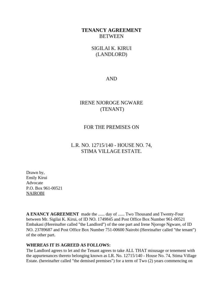 TENANCY AGREEMENT | PDF | Leasehold Estate | Landlord