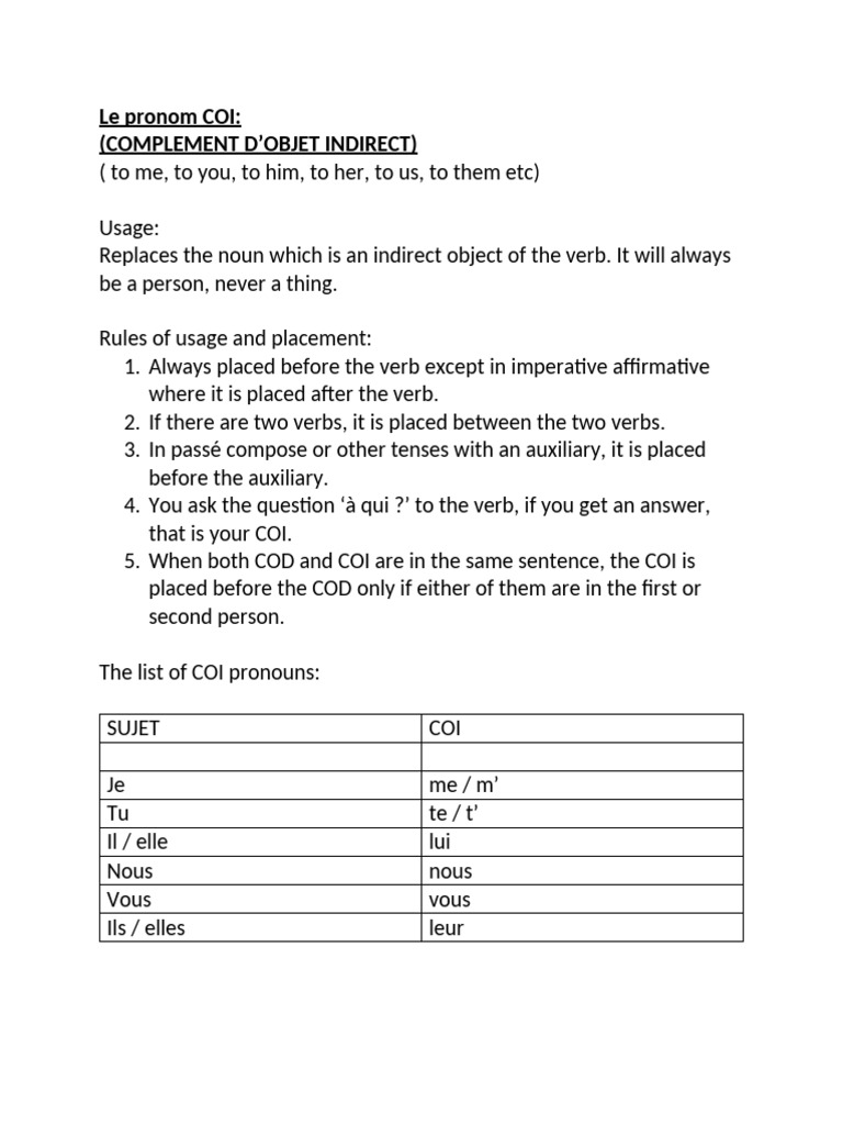 Le_pronom_COI_to_teach | PDF