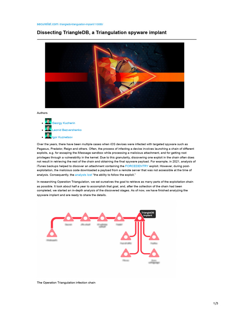 Dissecting TriangleDB A Triangulation Spyware Implant | PDF | Computer Science | Cybercrime