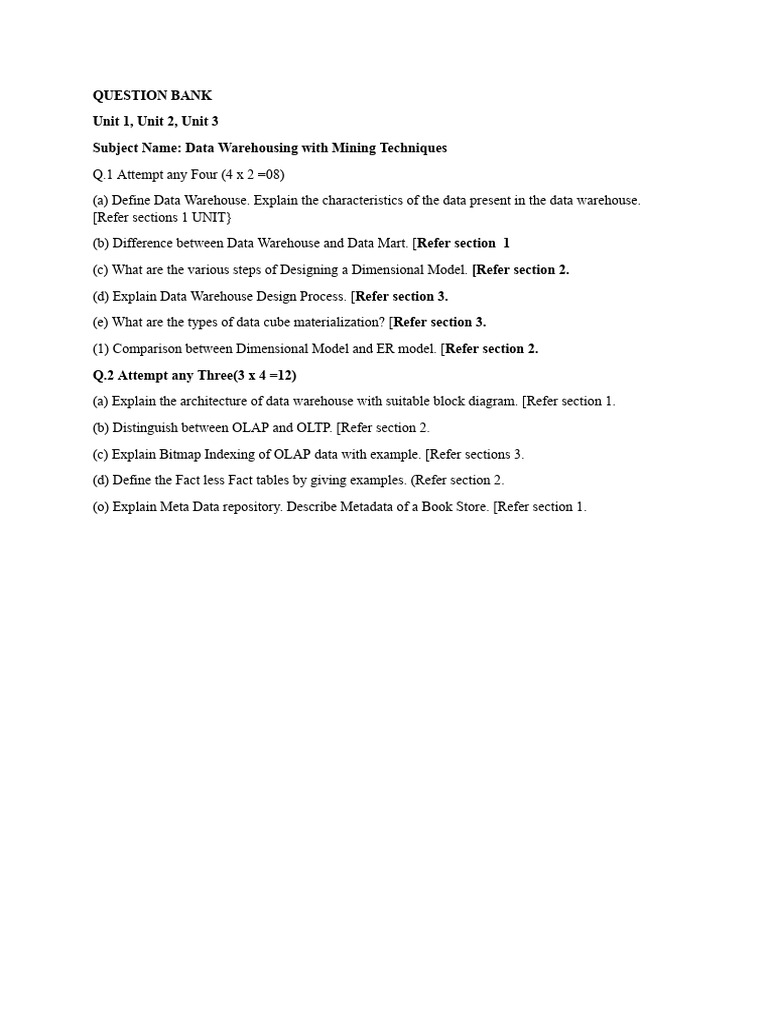 QUESTION BANK DWM.docx | PDF