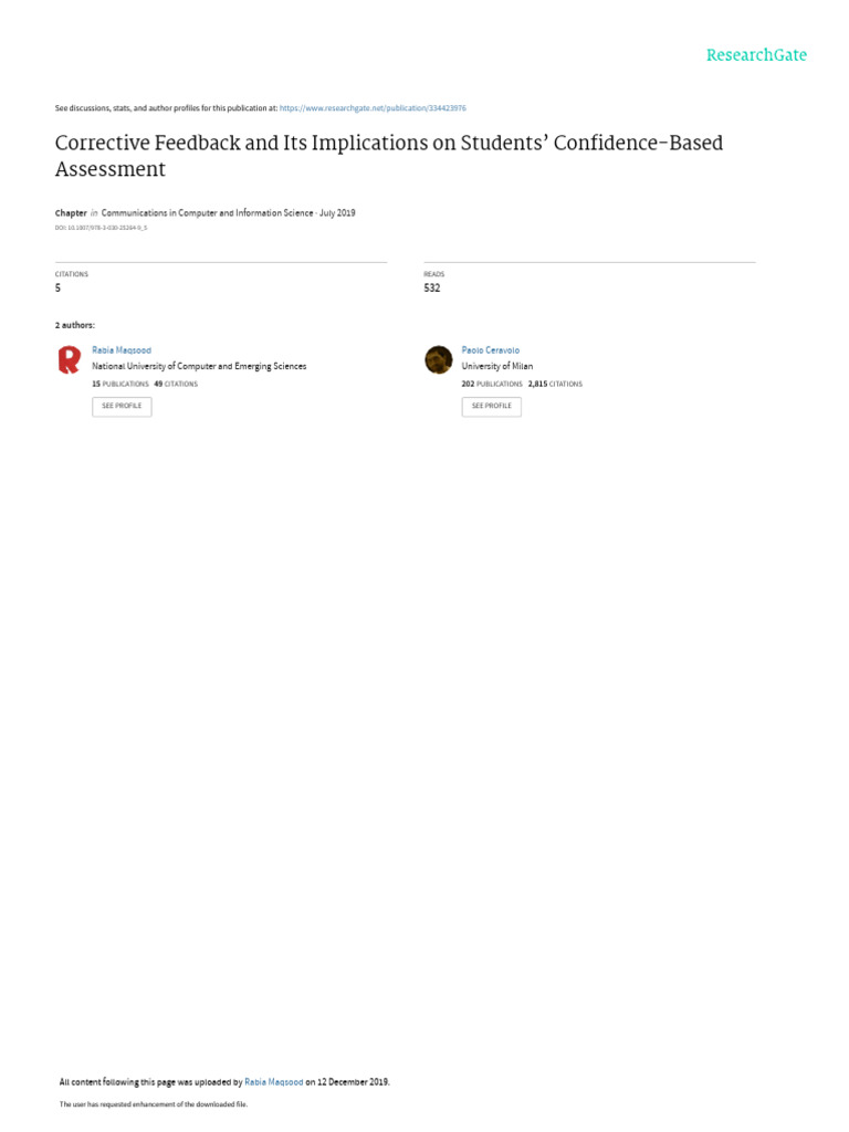 TEAcopy Corrective Feedback and Its Implications On Confidence Based ...