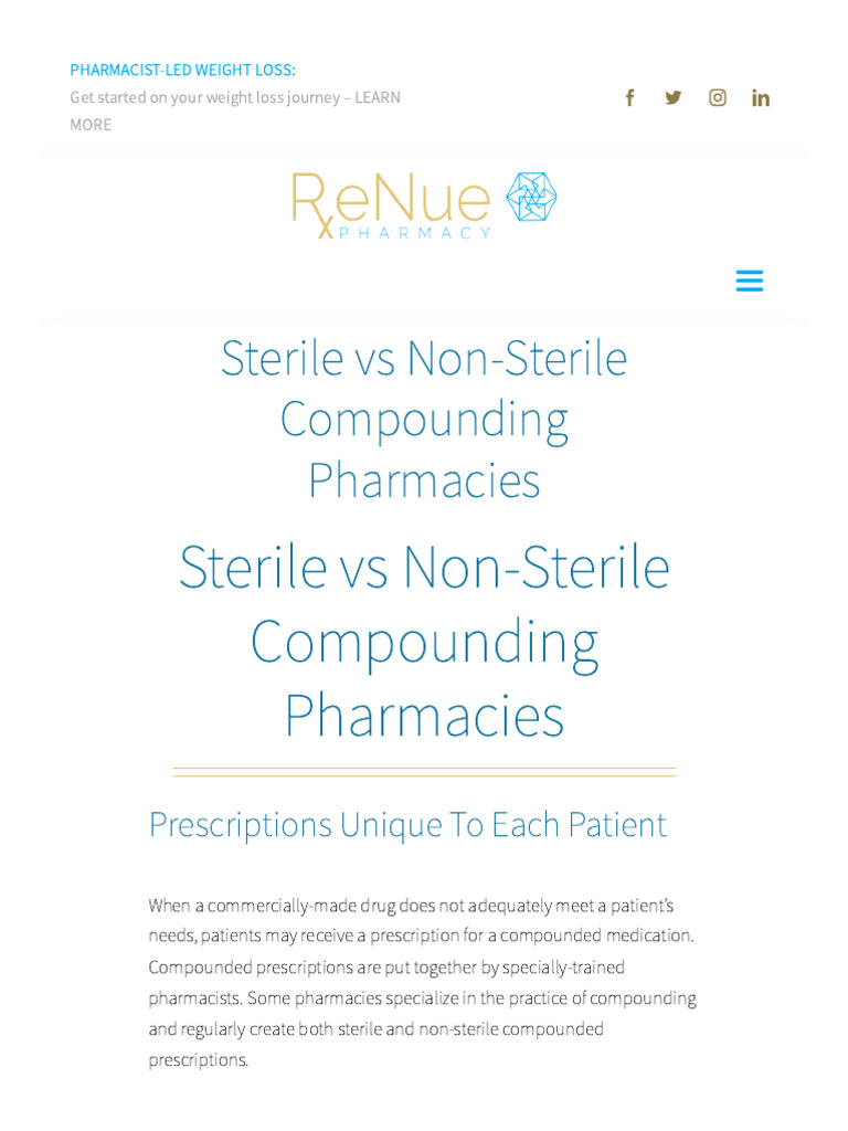 Sterile Vs Non-Sterile Compounding Pharmacies - ReNue RX | PDF ...