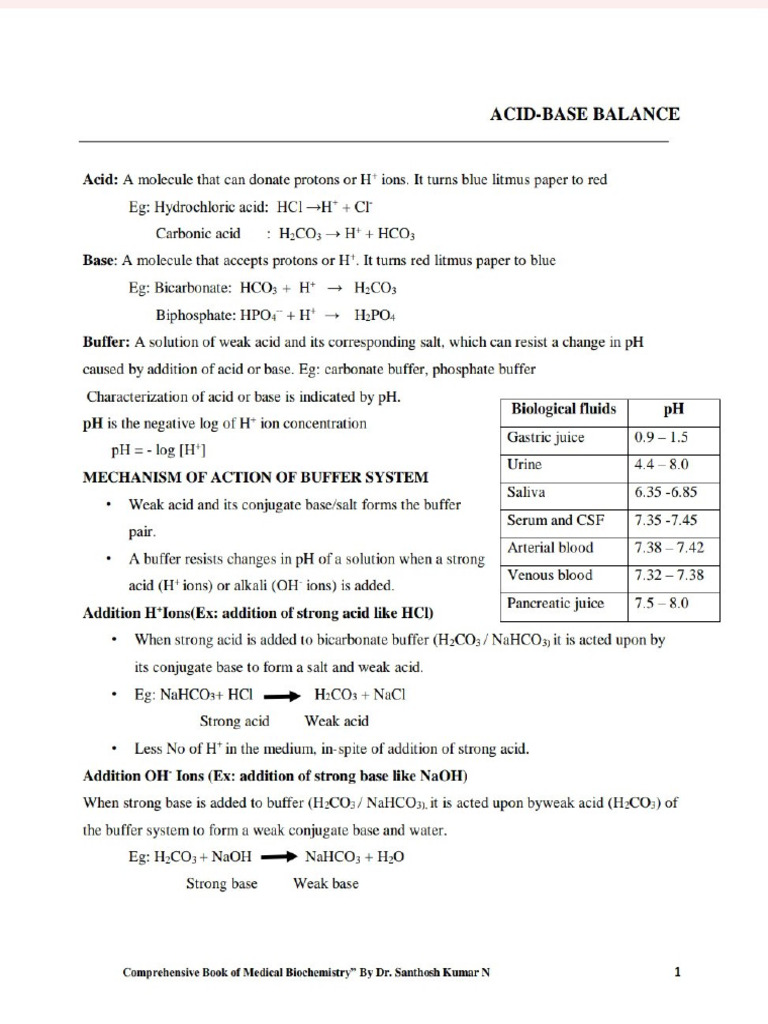 Water, Acid Base Balance | PDF