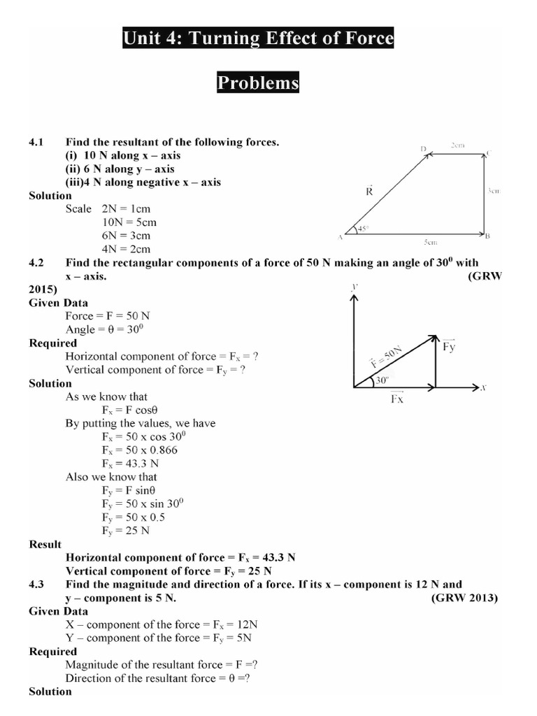 9th Phy Unit 4 Solved Problems | PDF