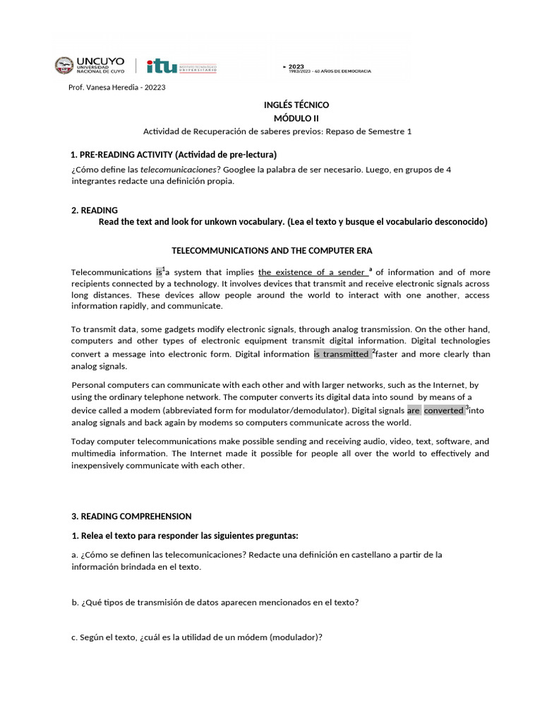 MÃ Dulo II - Clase 2 - Repaso de Saberes Previos 2 | PDF | Comunicación | Electrónica