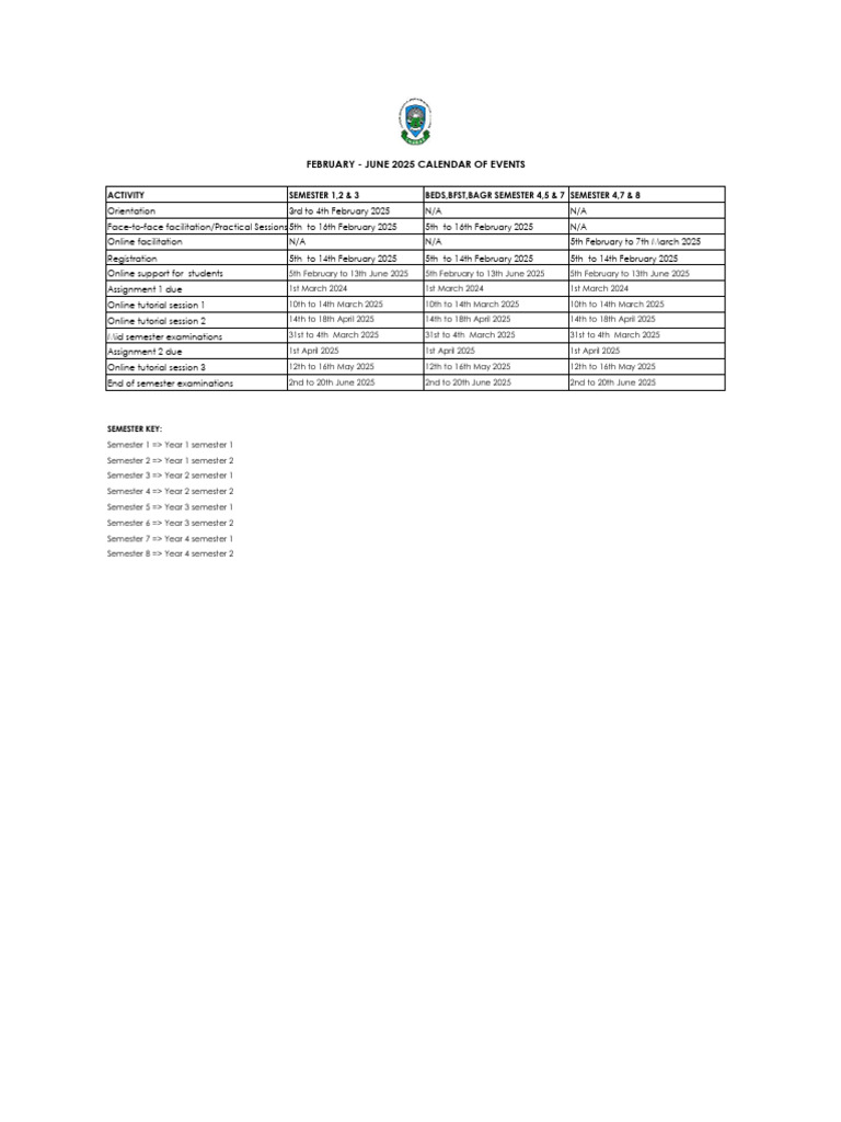 Feb - Jun 2025 - DRAFT CALENDAR OF EVENTS | PDF