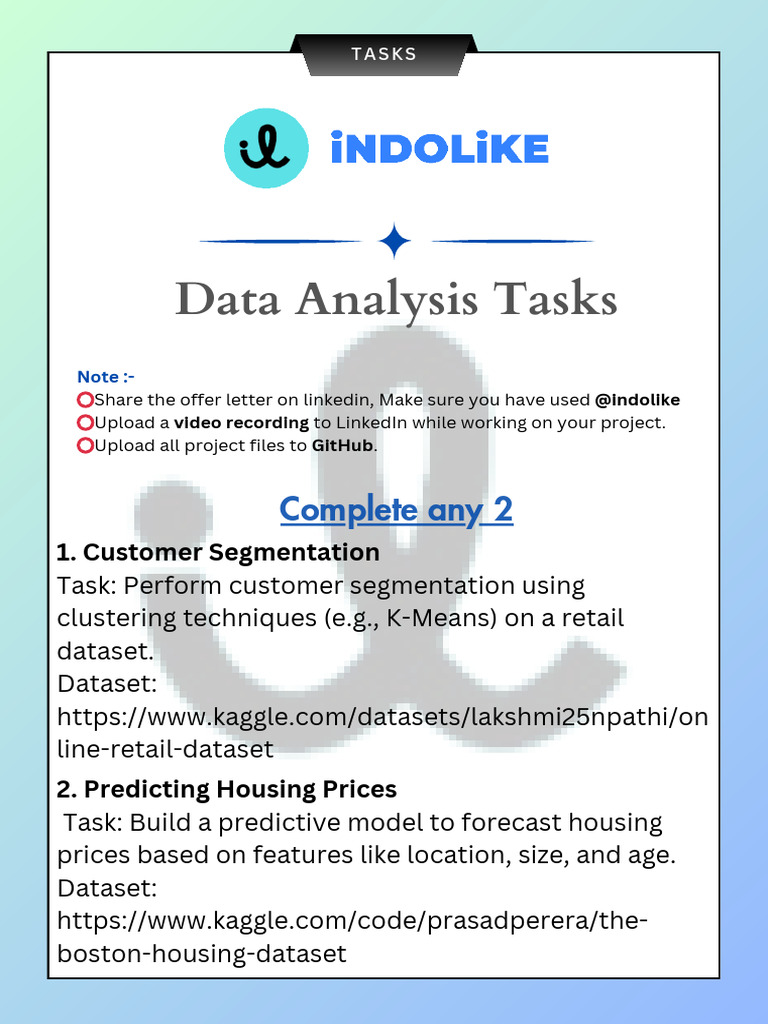 Data Analysis Tasks | PDF