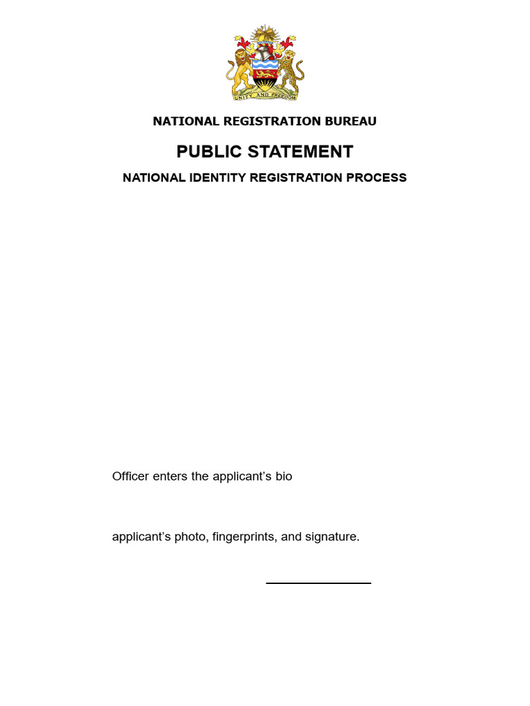 NRB Public Statement Process For National Identity Registration 21.11. ...