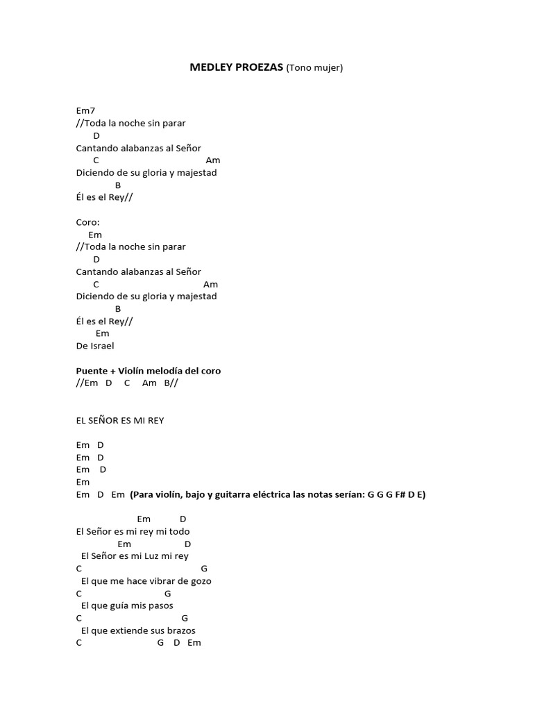 Acordes Medley Proezas para Alabanza | PDF