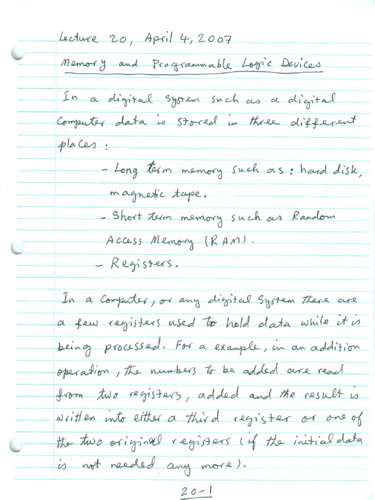Lesson 12 - Memory and Programmable Logic Devices | PDF