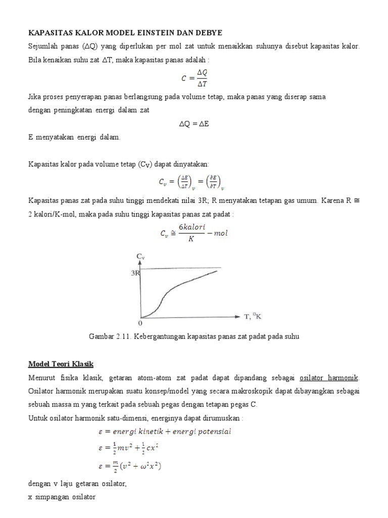 Bahan PPT Punya Ade Kapasitas Kalor Model Einstein Dan Debye | PDF