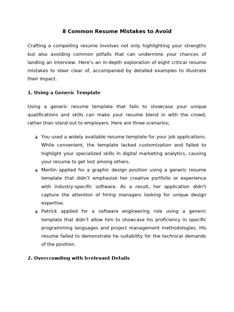 8 Common Resume Mistakes To Avoid | PDF | Résumé | Recruitment