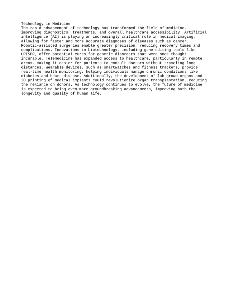 Advancements in Medical Technology | PDF