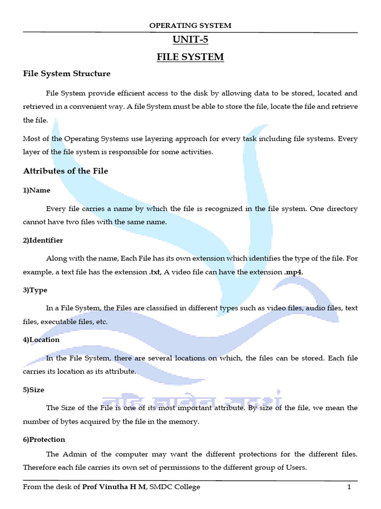 Operating System (5th UNIT) | PDF | Computer File | File System