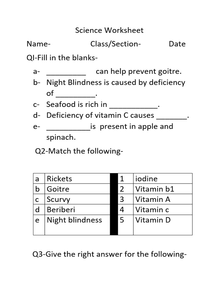 ScienceWorksheet-1 | PDF