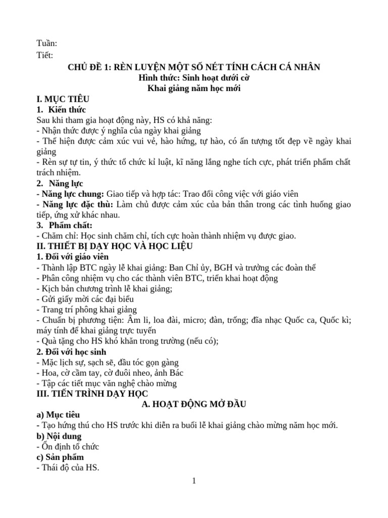 KHDH HĐTN 8 Chủ đề 1 và 2_CTST_Bản 2_ĐH | PDF