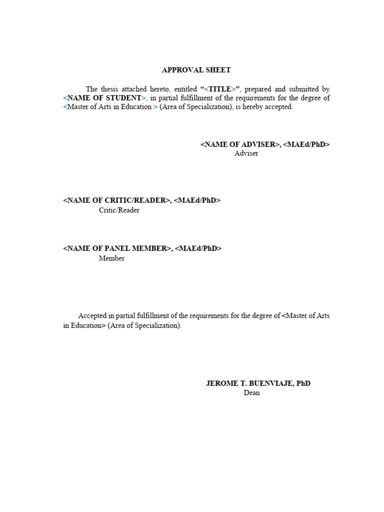Thesis Approval for MAEd Degree | PDF