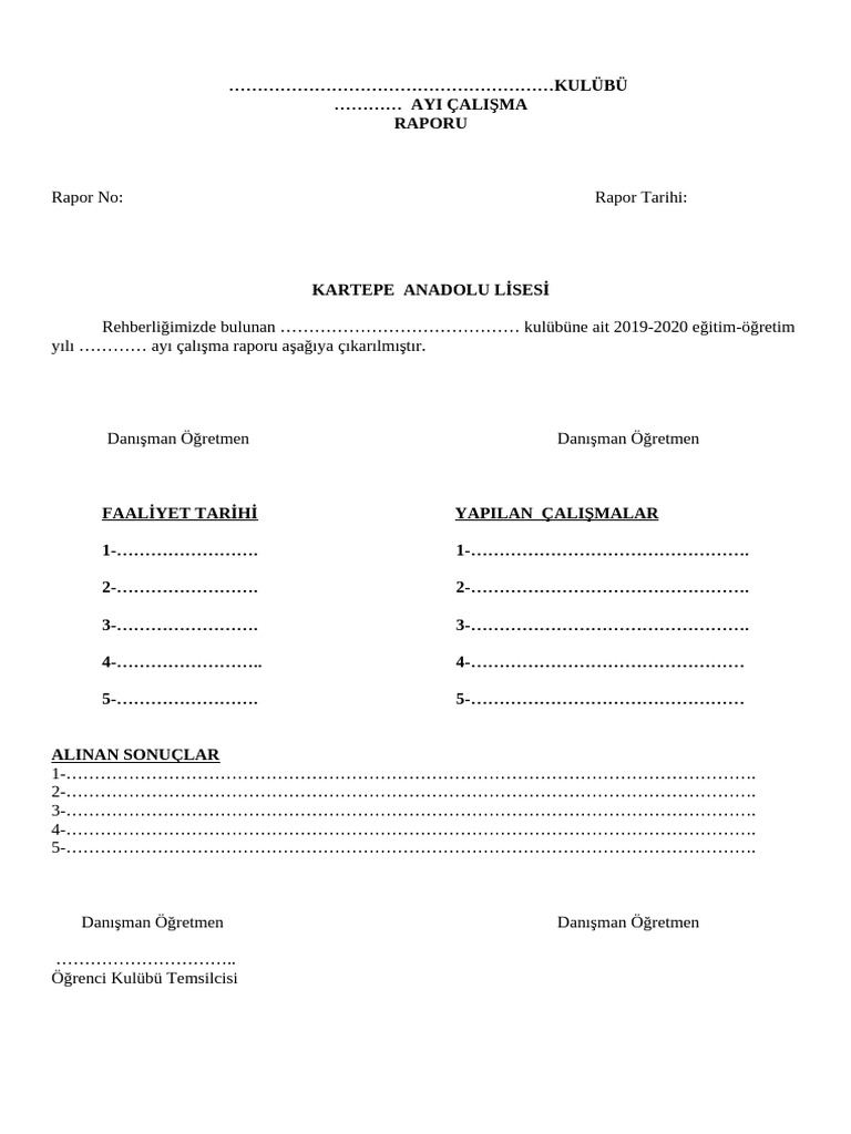 Kulup Aylyk Faaliyet Raporu | PDF