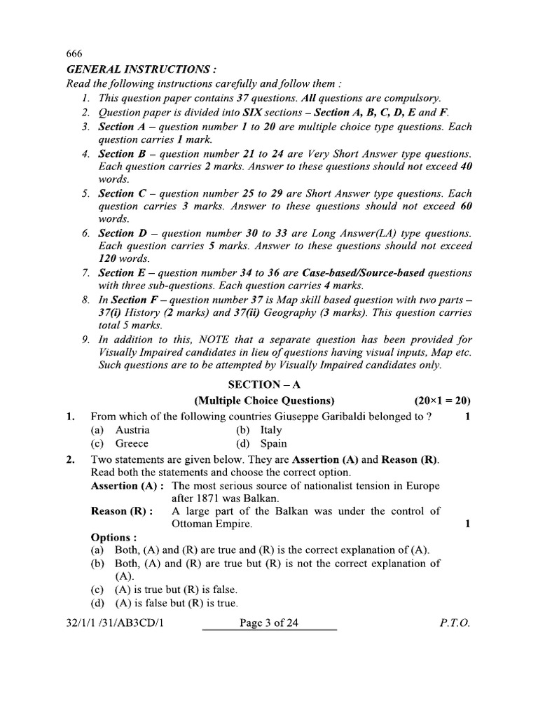 SST Pyq 10th 2024 1 MCQ | PDF