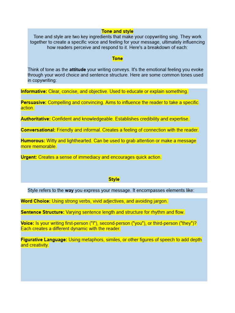Tone and Style | PDF | Feeling | Copywriting