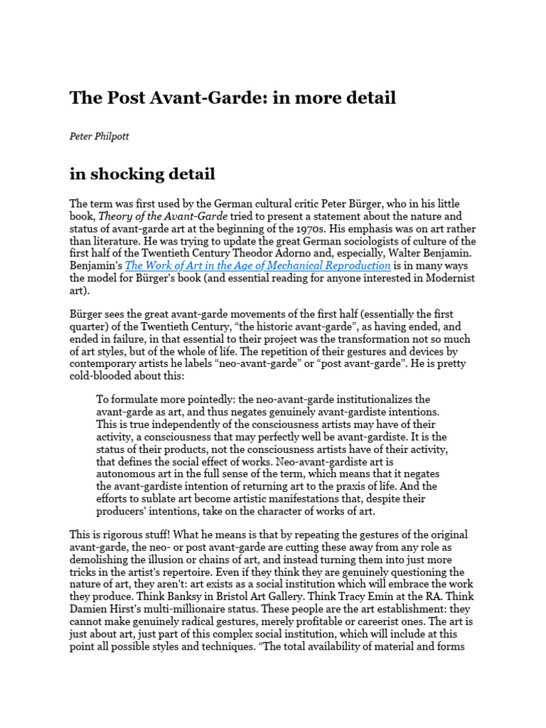 Philpott - The Post Avant-Garde in More Detail | PDF | American Poetry ...
