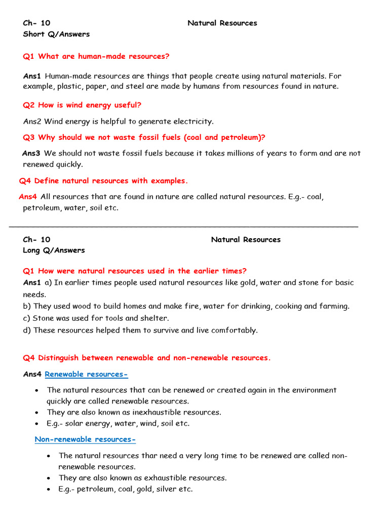 CH - 10 Natural Resources | PDF | Renewable Resources | Sustainable ...