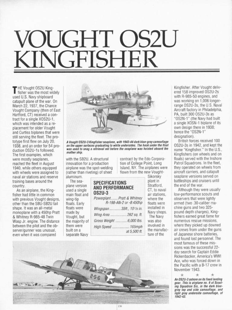 Scale Aircraft Drawings Vol. 2 34 - Vought OS2U Kingfisher | PDF