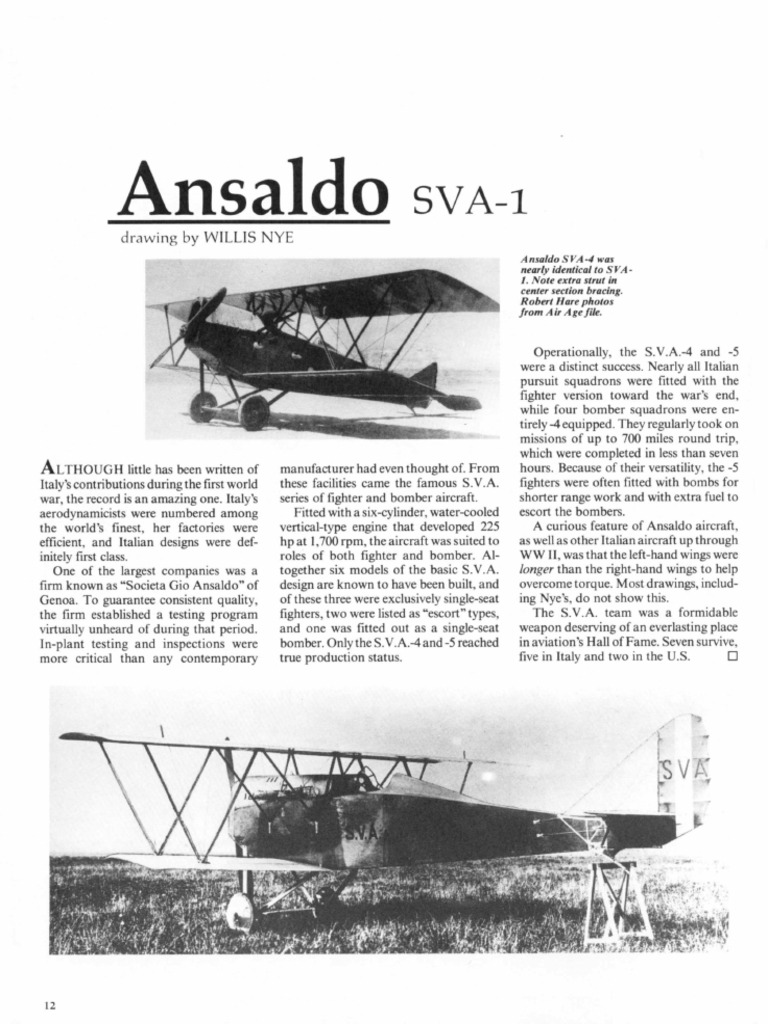Scale Aircraft Drawings Vol. 1 02 - Ansaldo SVA-1 | PDF