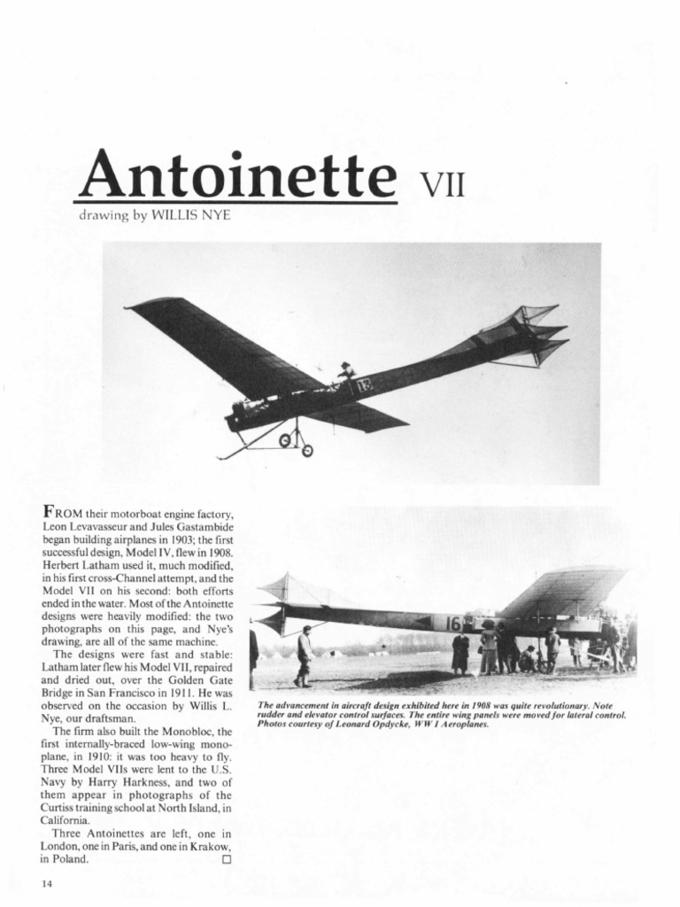 Scale Aircraft Drawings Vol. 1 03 - Antoinette VII | PDF