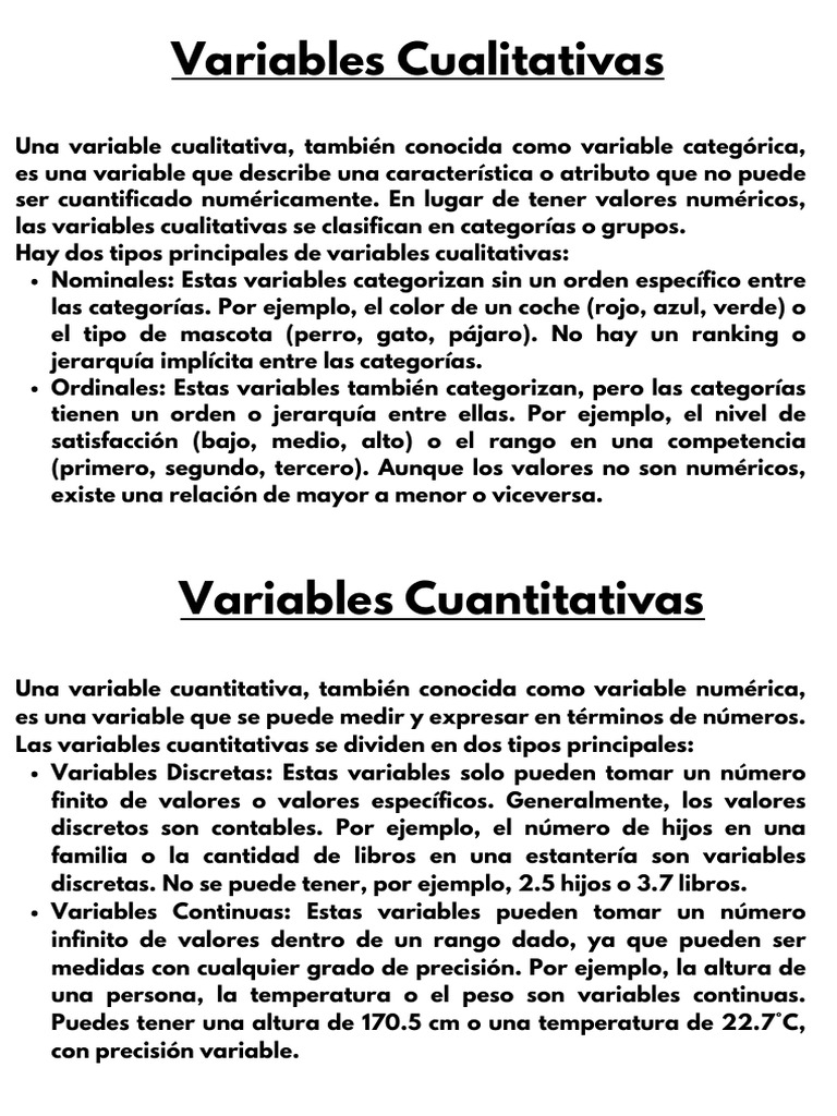 Introducción a Variables Cualitativas y Cuantitativas | PDF
