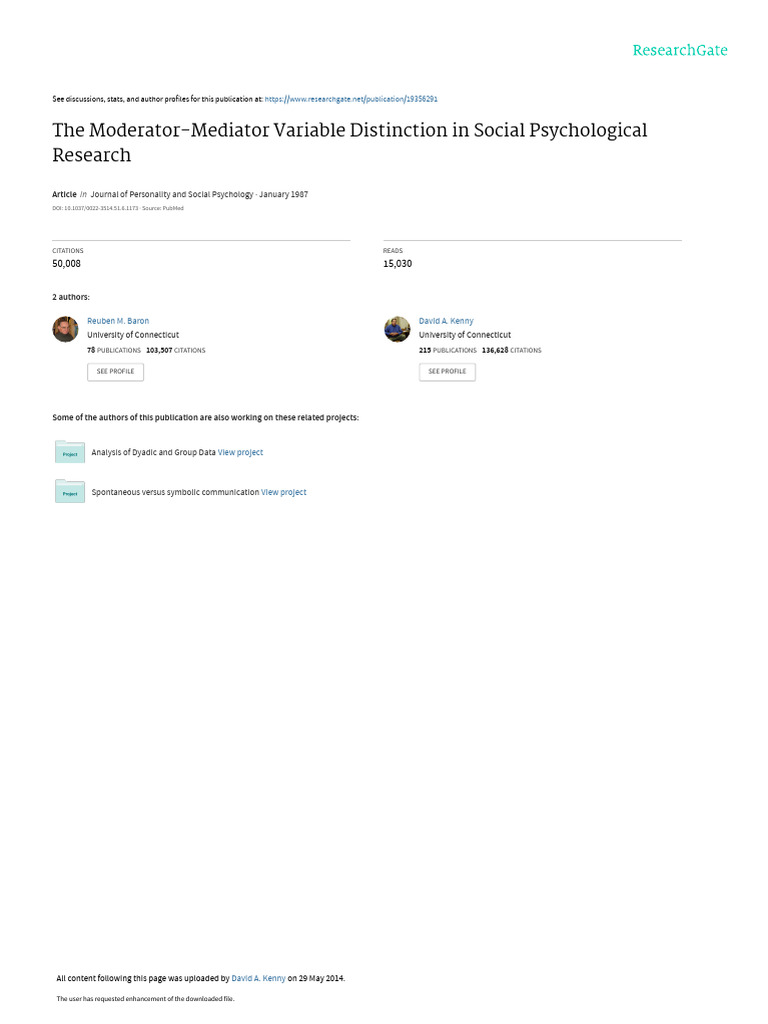 Moderator vs. Mediator Variables in Psychology | PDF | Dependent And ...