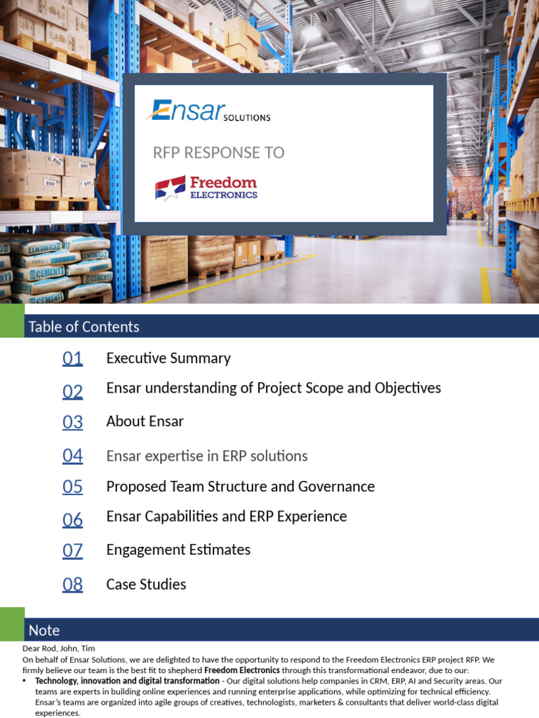 FE RFP Response - Team | PDF | Enterprise Resource Planning | E Commerce