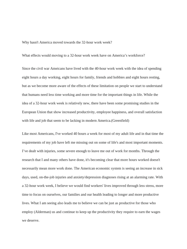 32-hour work week propsal | PDF | Employment | Labor