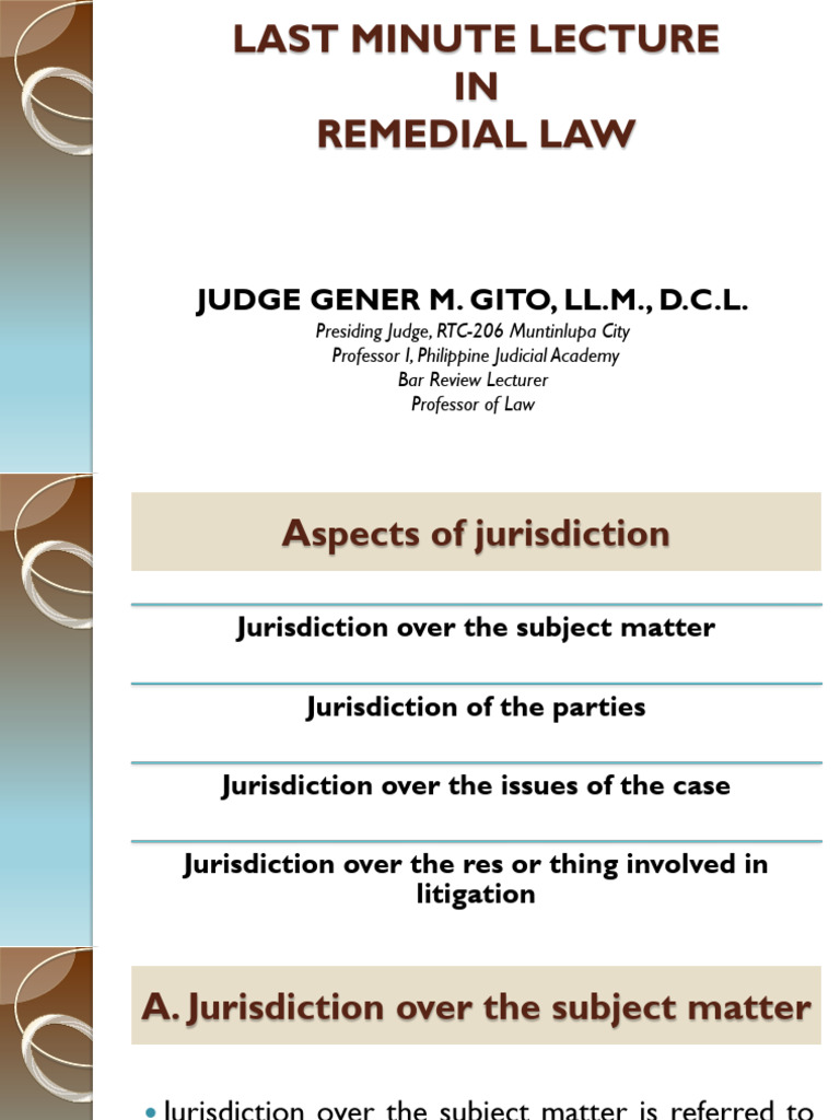 Lecturer's Last Minute HO 10 - Judge Gito Presentation | PDF | Demurrer ...
