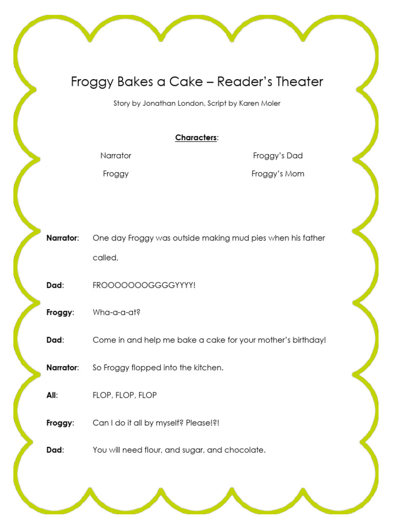Froggy Bakes A Cake - Reader's Theater: Characters | PDF | Cakes ...