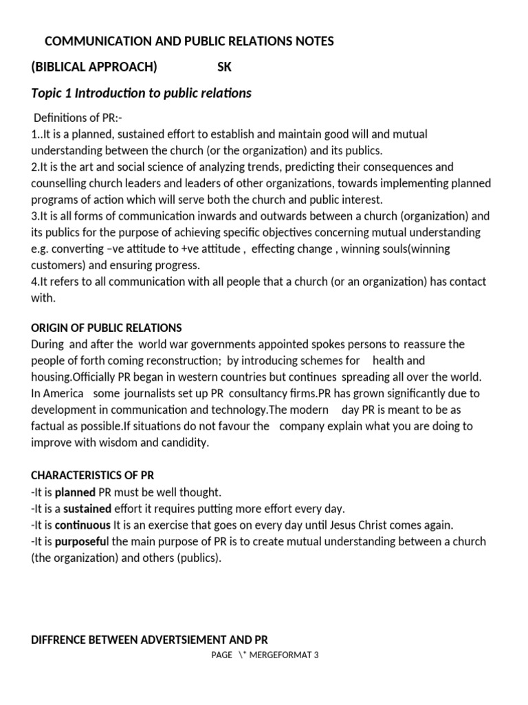 GOOD PR NOTES MINISTERIAL (1) | PDF | Communication | Nonverbal ...