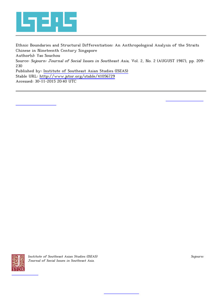 An Analysis of The Straits Chinese in Nineteenth Century Singapore | PDF