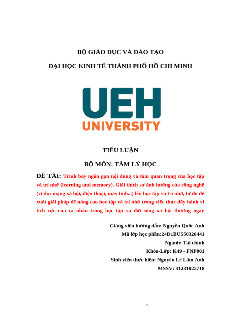 01 - Nguyễn Lê Lâm Anh - Lop TLH chiều thứ 4 | PDF