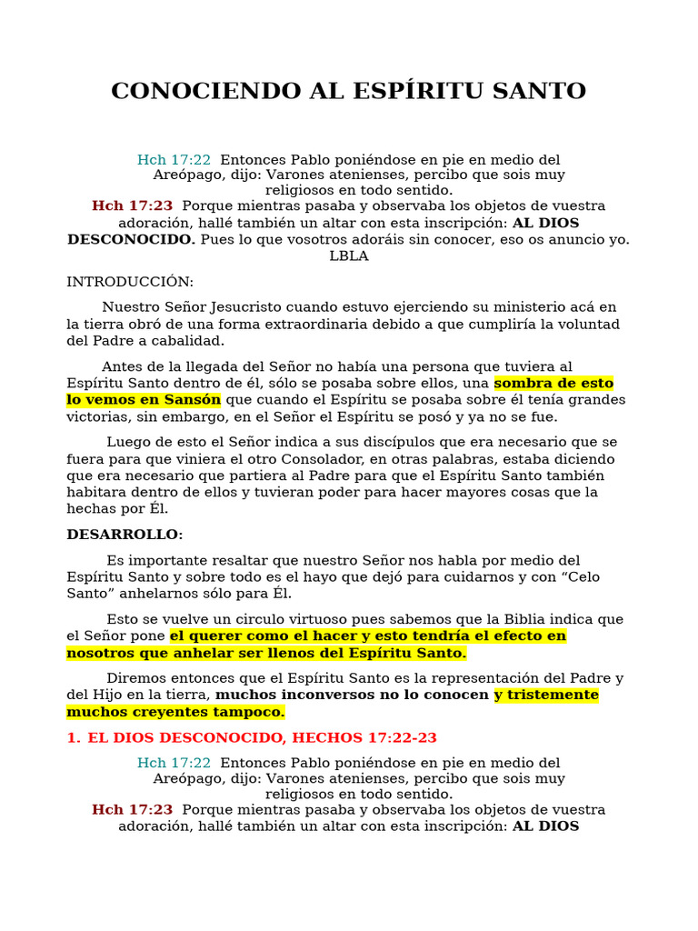 Conociendo Al Espiritu Santo | PDF | espíritu Santo | Bautismo